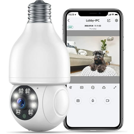 CAMBLINK 2.4GHz WiFi Light Bulb Security Camera,1080P Light Socket ...