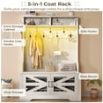 Modern White 5 In 1 Entryway Bench Coat Rack Storage For Shoes And Hall