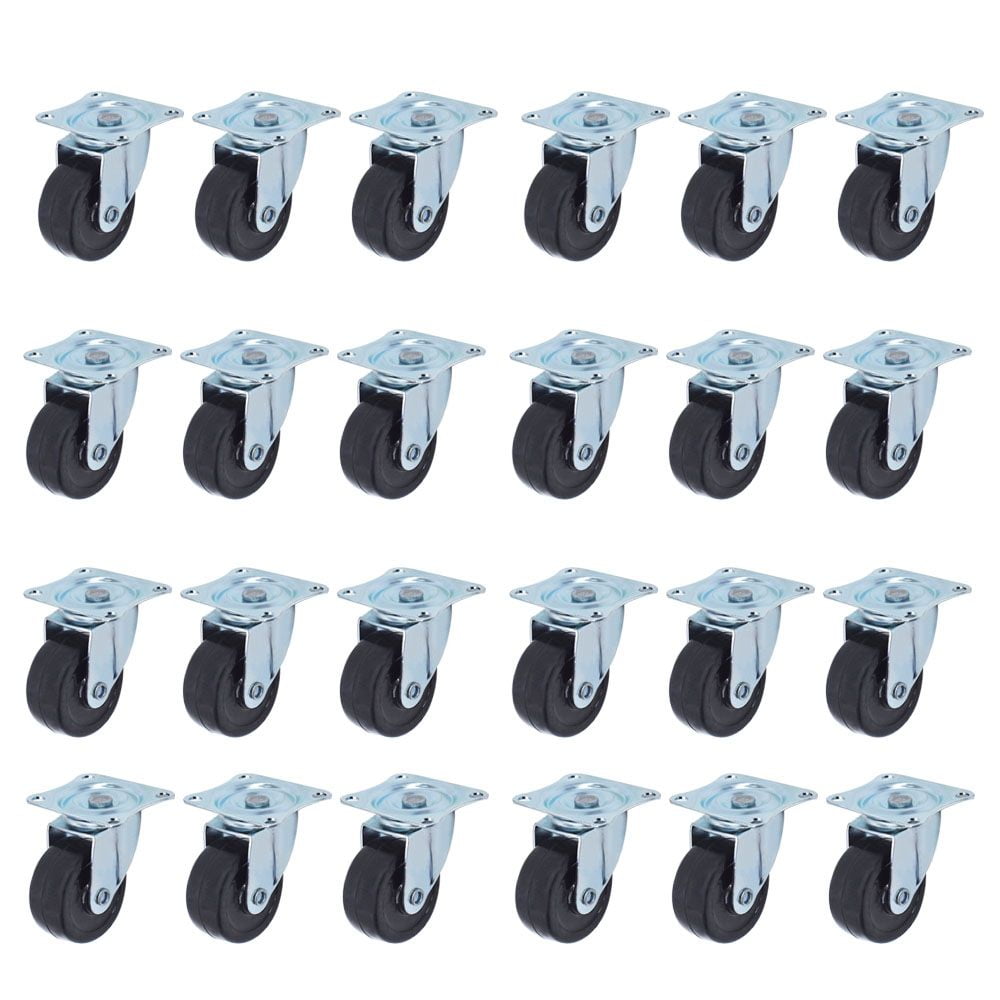 24 Pack 2" Swivel Caster Wheels Rubber Base With Top Plate & Bearing ...