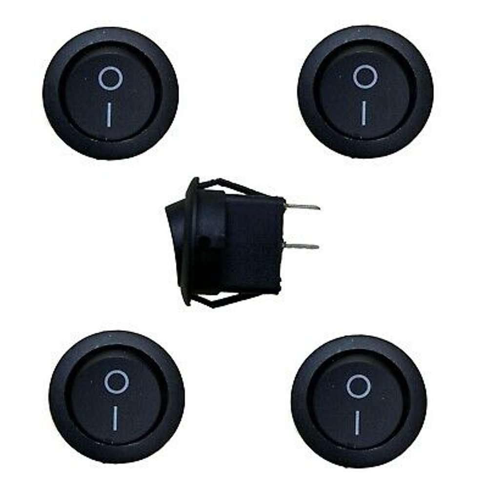 5 X ROCKER SWITCHES 12V ROUND 2 PIN ON OFF 12 VOLT CAR SNAP IN SWITCH ...