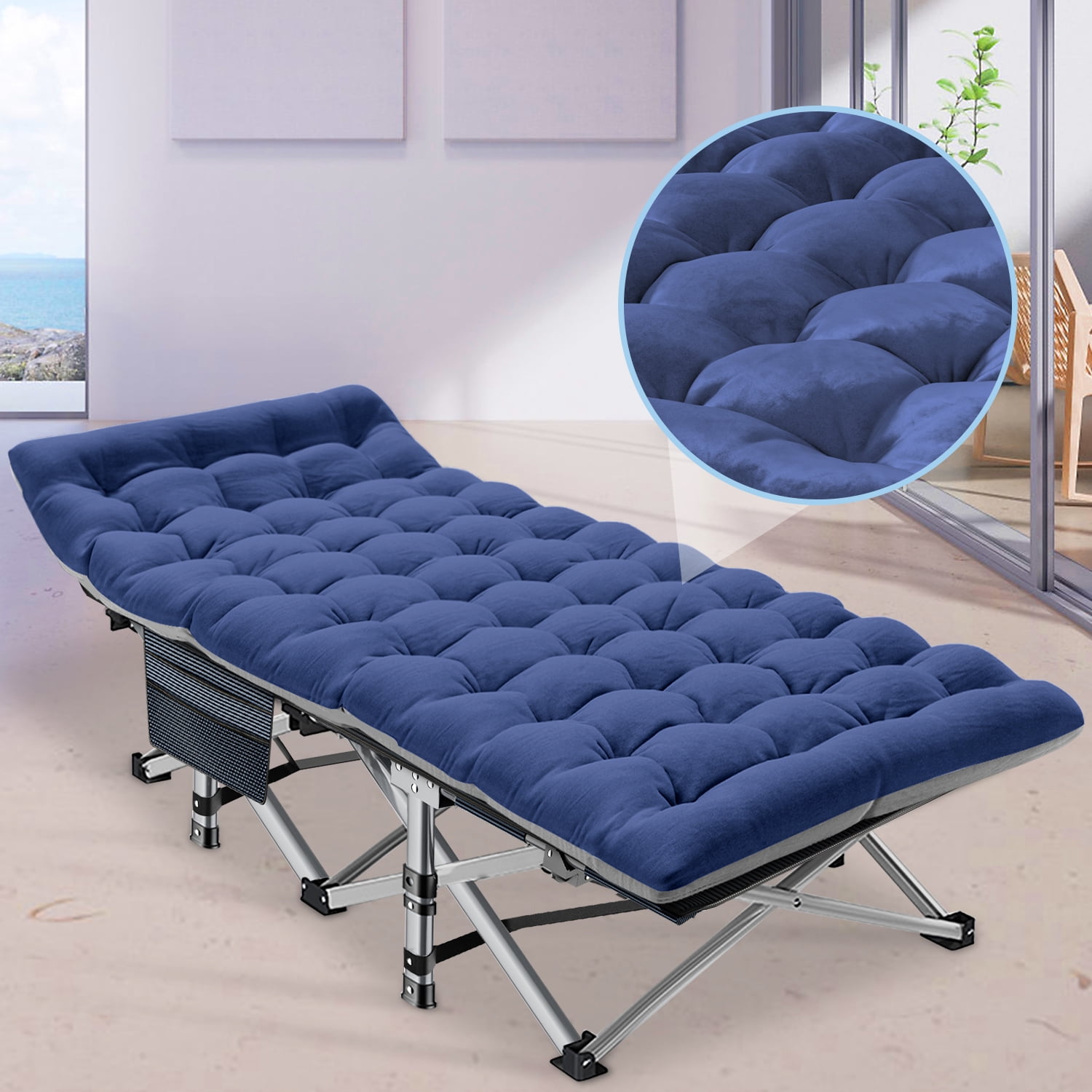 MOPHOTO Folding Camping Cots for Adults, Double Layer 1200D Folding Bed ...