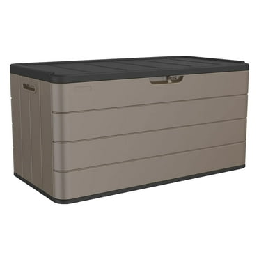Patiowell 82 Gallon Deck Box Outdoor Storage Resin Wood Look Storage ...