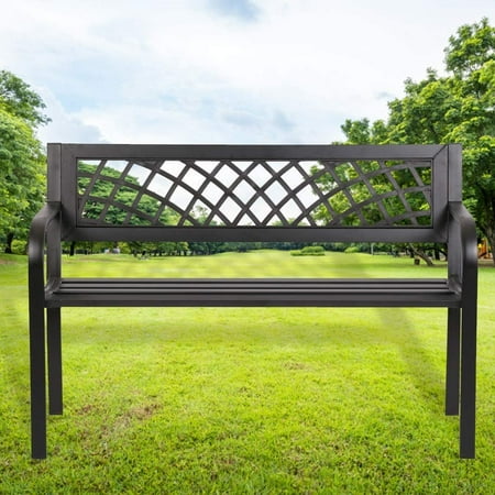 FDW Patio Park Garden Bench Porch Path Chair Outdoor Deck Steel Frame ...