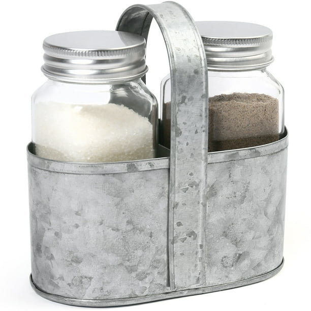 LotFancy Farmhouse Salt and Pepper Shakers Set with Lid, Glass Bottles ...