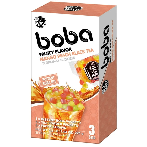 J Way Instant Boba, Mango Peach Black Tea, 3 Drink Kit - Walmart.com