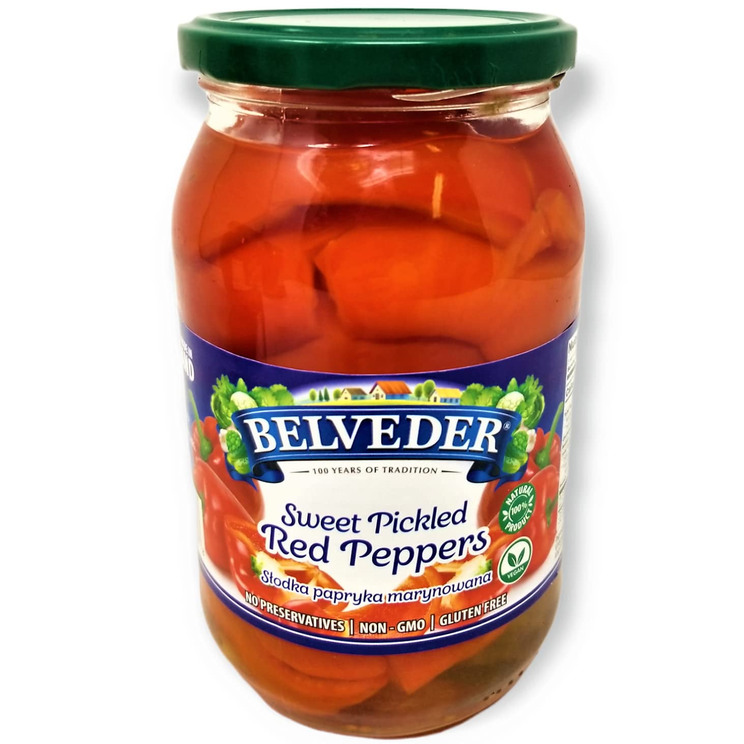 Belveder Sweet Pickled Red Peppers 31.74 oz 900g, Vegan, Non-GMO ...