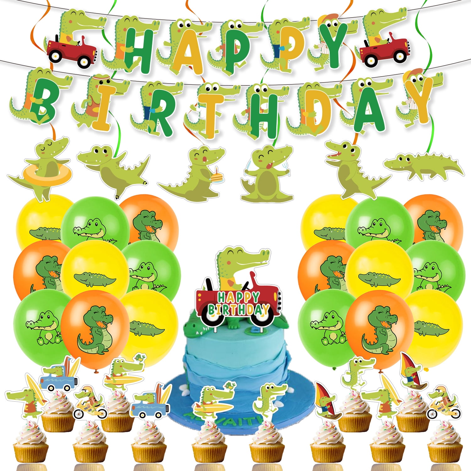 Cartoon Animals Crocodile Themed Birthday Party Decoration Supplies ...
