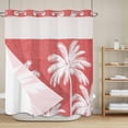 Coral Red Palm Trees No Hook Shower Curtain with Snap in Liner, Summer ...