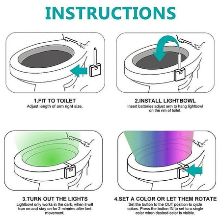 Human Body Induction Night Light Sensor Lamp Led Toilet Bowl Bathroom ...