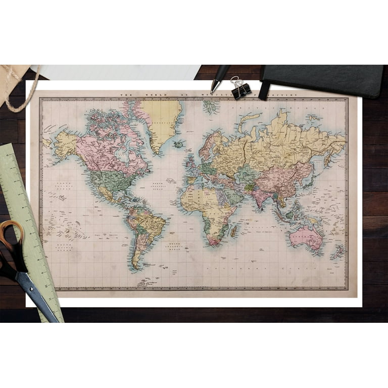Antique World Travel Map