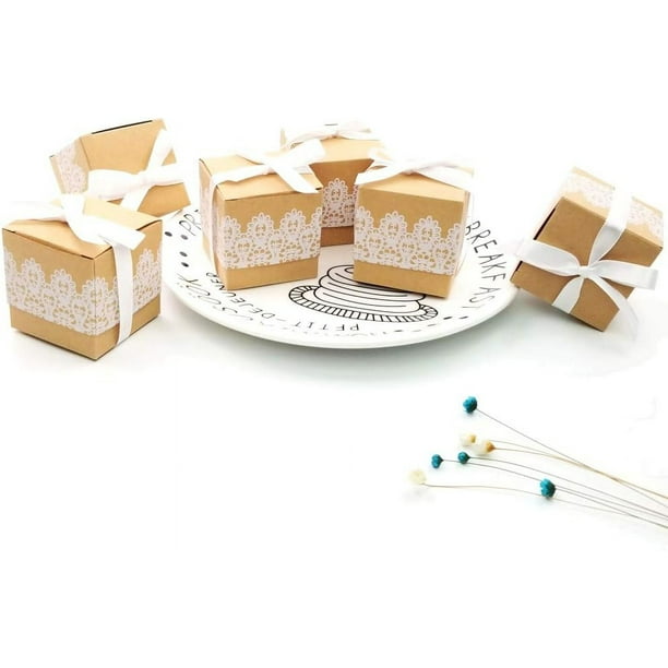 50 x Kraft Paper Lace Favor Box Gift Boxes for Favors, Candy, Confetti ...