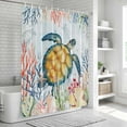 Coastal Sea Turtle Bathroom Shower Curtains with 12 Hooks Polyester ...