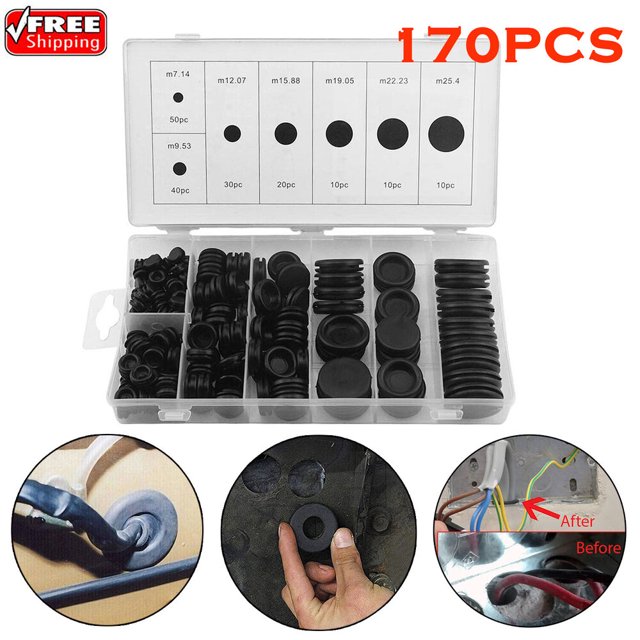 170PCS Rubber Grommet Firewall Hole Plug Electrical Wiring Gasket ...