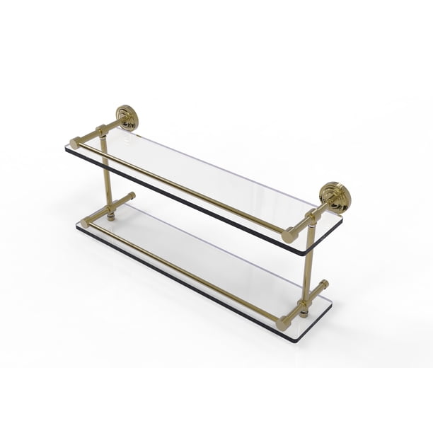 Dottingham 22 Inch Double Glass Shelf with Gallery Rail - Walmart.com