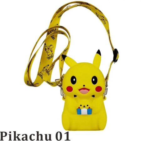 7 Models Pokemon Pikachu Silicone Coin Purse Cartoon Messenger Bag Cute ...