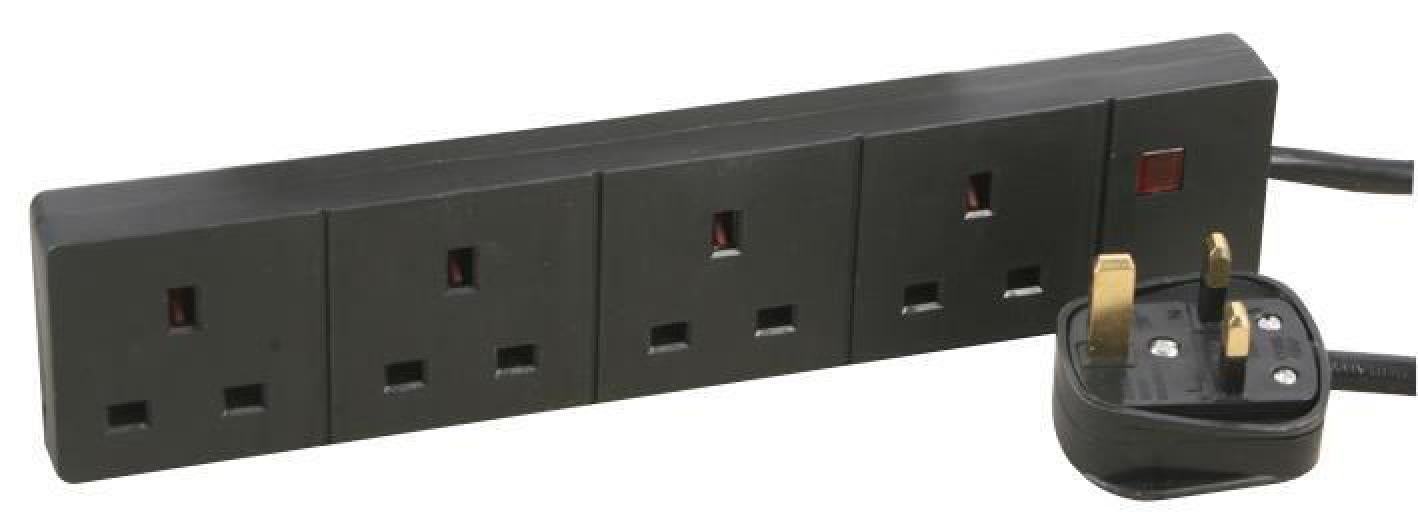 PRO ELEC - 4 Way Extension Lead with Neon, 3m Black - Walmart.com