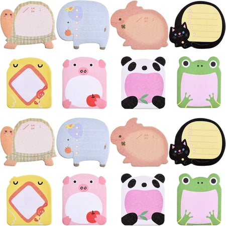 16 Pieces Self Sticky Notes Animals Shaped Sticky Notes Cartoon Sticky ...