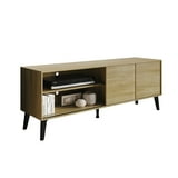 Castle Place Comtemporary TV Stand Console for TVs up to 65", Light Oak ...
