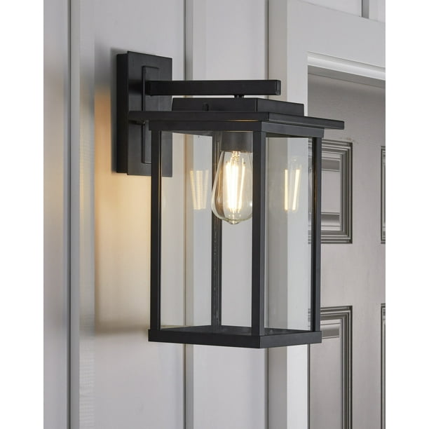 Better Homes & Gardens Large Square Outdoor Wall Sconce Black, 1 ST19 ...