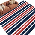 Area Rug for Living Room, Navy Blue Red Striped Non-Slip Indoor Ex ...