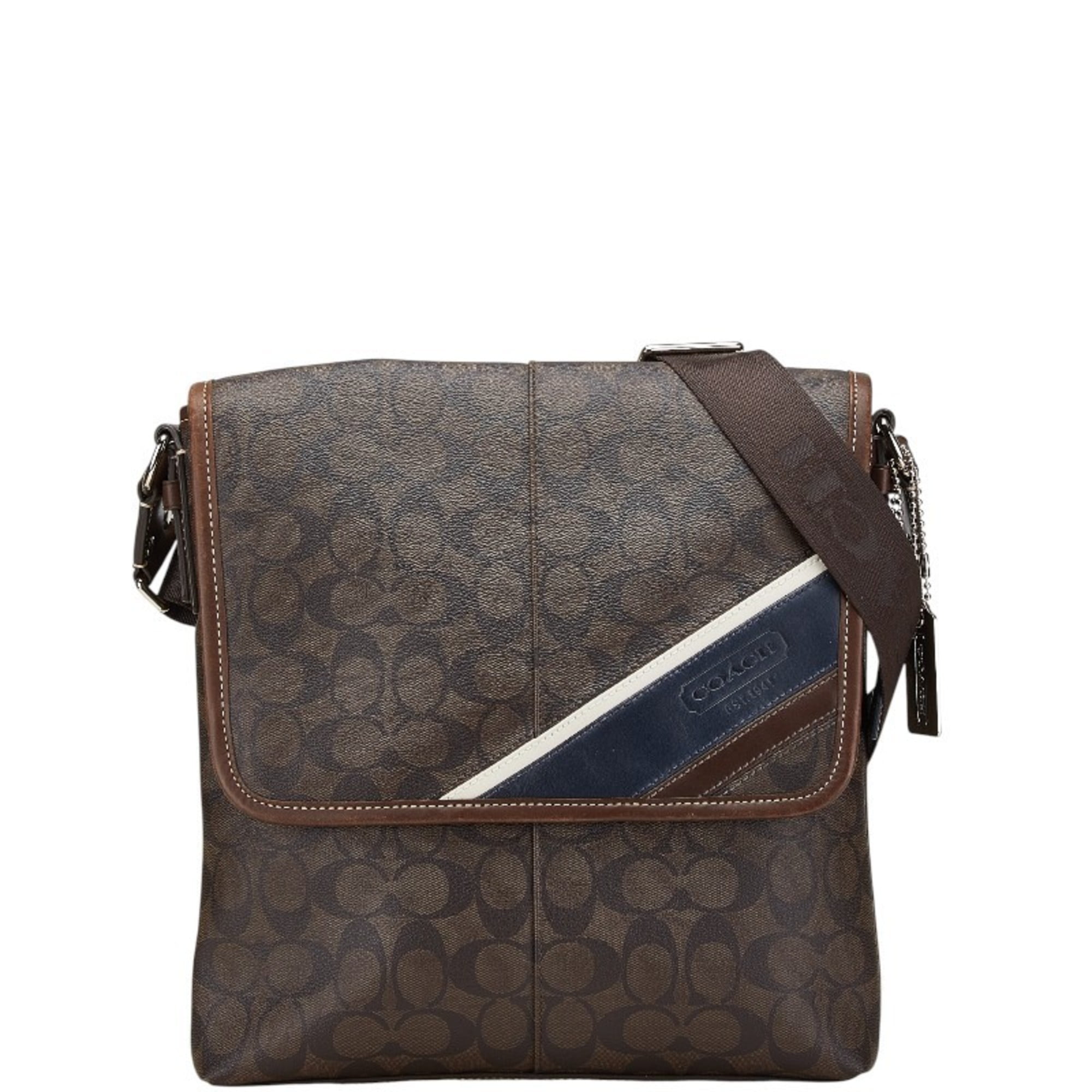 Pre-Owned Coach Signature Shoulder Bag 70333 Brown PVC Leather Women's ...