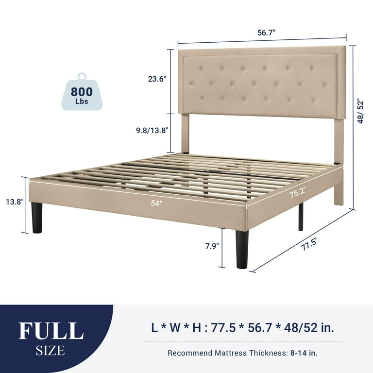 Allewie Full Size Upholstery Bed Frame with Adjustable Allewie Full Size Upholstery Bed Frame with Adjustable