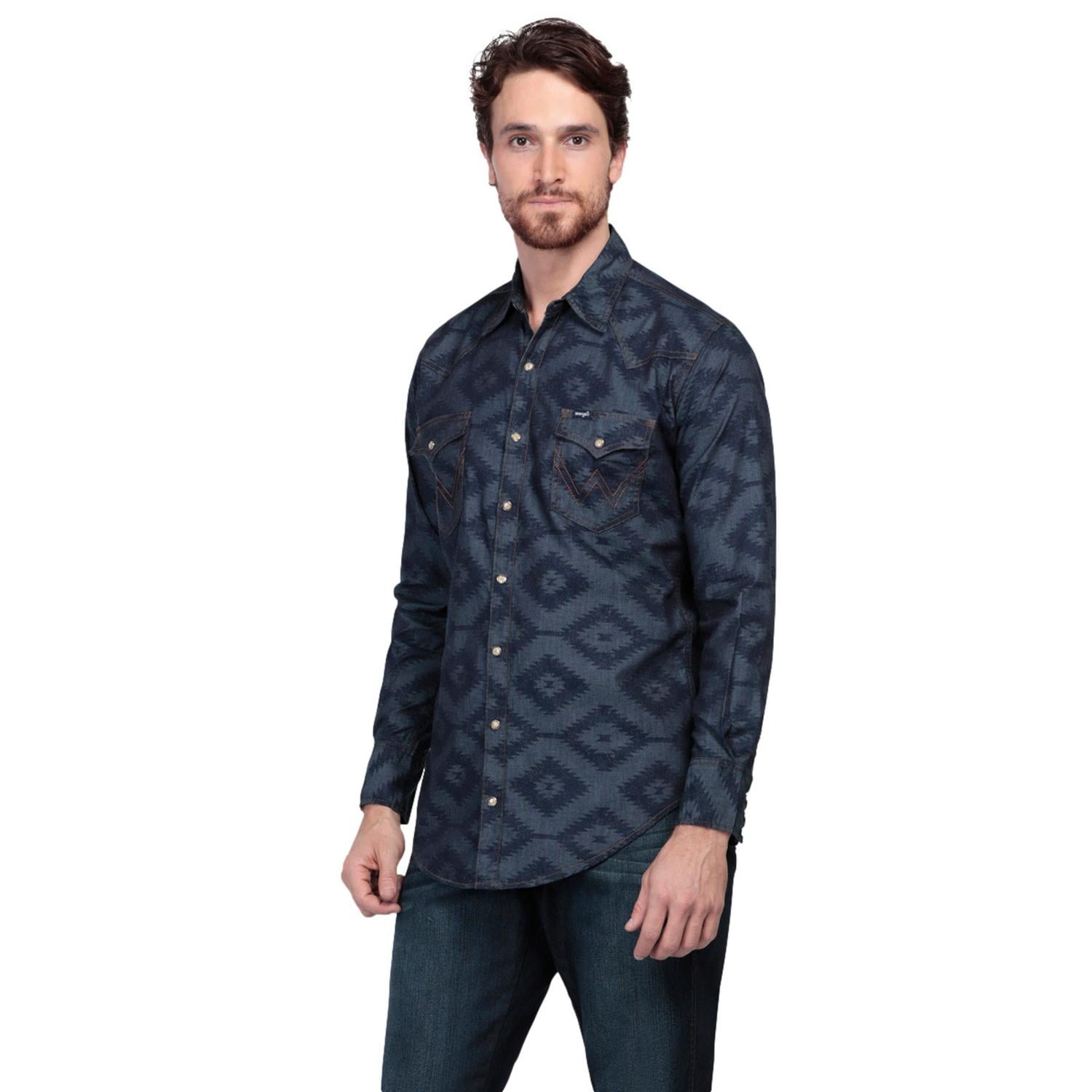 Camisa Vaquera Regular Fit Wrangler Manga larga Hombre 729 azul ...