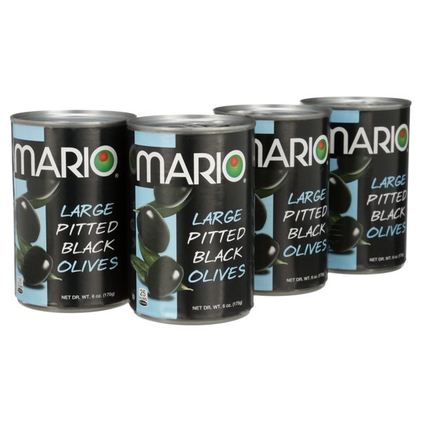 Mario Large Pitted Black Olives, 6 Oz, 4 Pack - Walmart.com