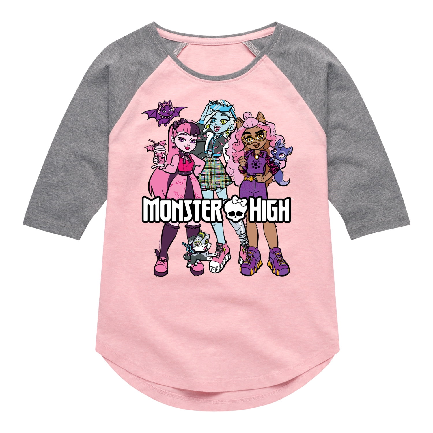 Monster High - Group With Pets - Toddler And Youth Girls Raglan Graphic ...