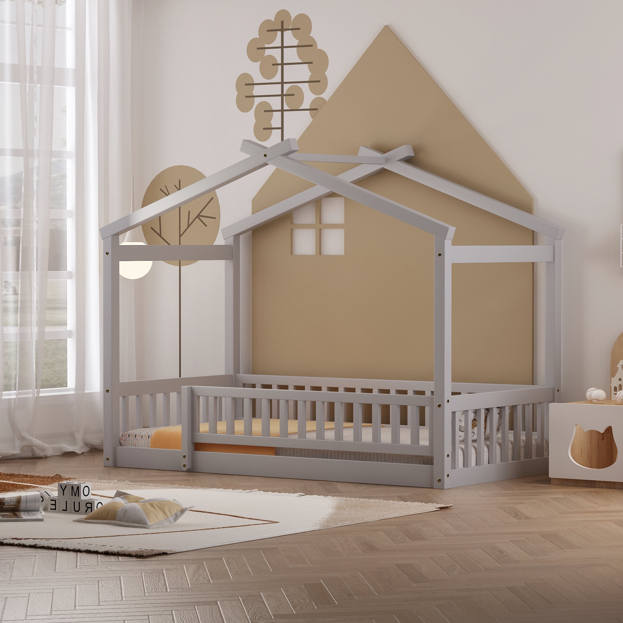 Click here for Noble House Twin Size Wood House Bed Frame With Fe... prices