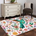 Boho Floral Bird Washable Area Rug 2.7x5 Leaf Colorful Botanical Rustic ...