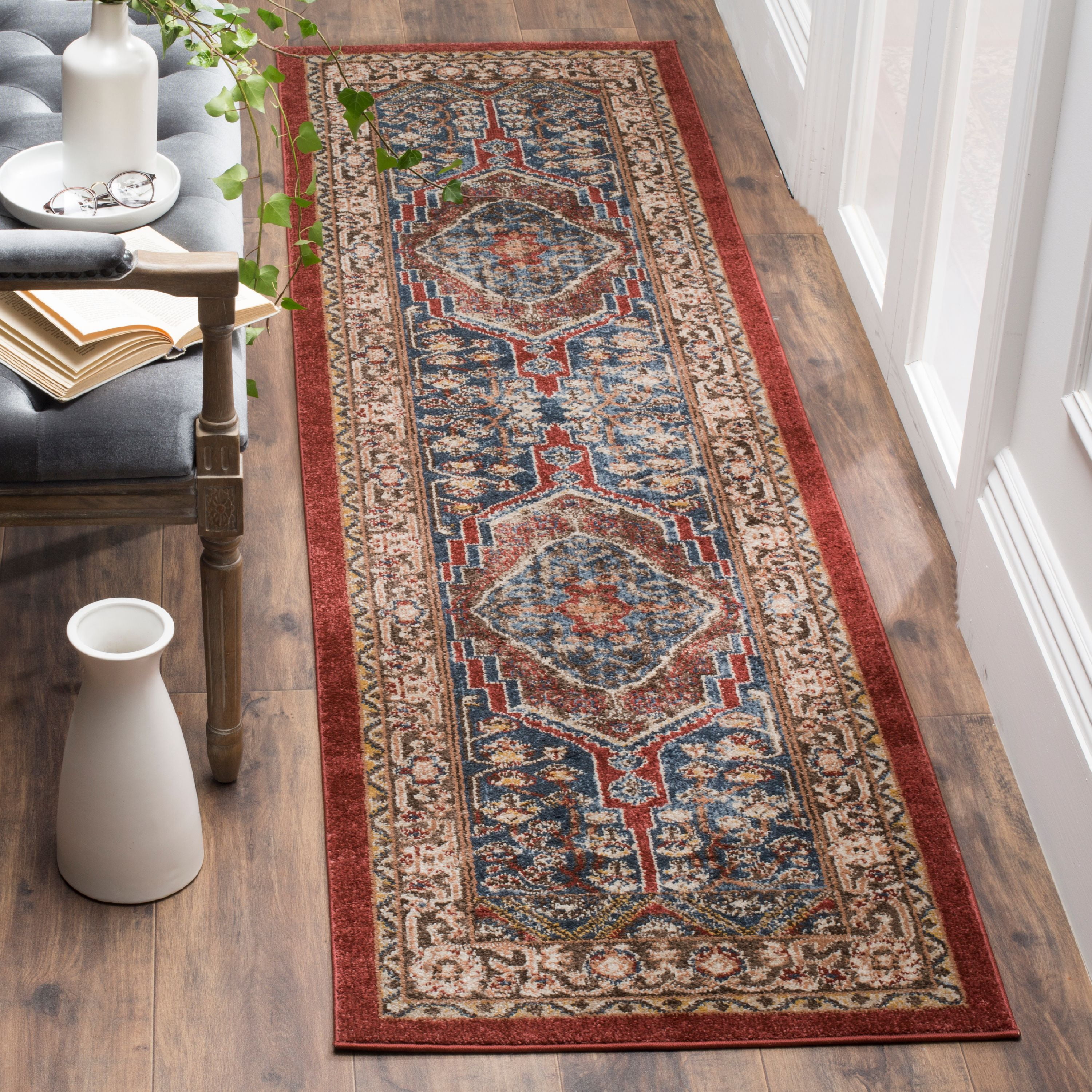 SAFAVIEH Bijar Kagan Traditional Runner Rug, Royal/Brown, 2'3" x 6 ...