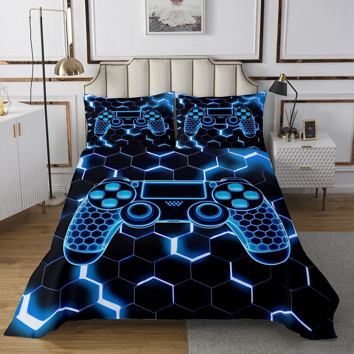 Click here for Erosebridal Blue Gamepad Quilt Sets For Queen Size... prices