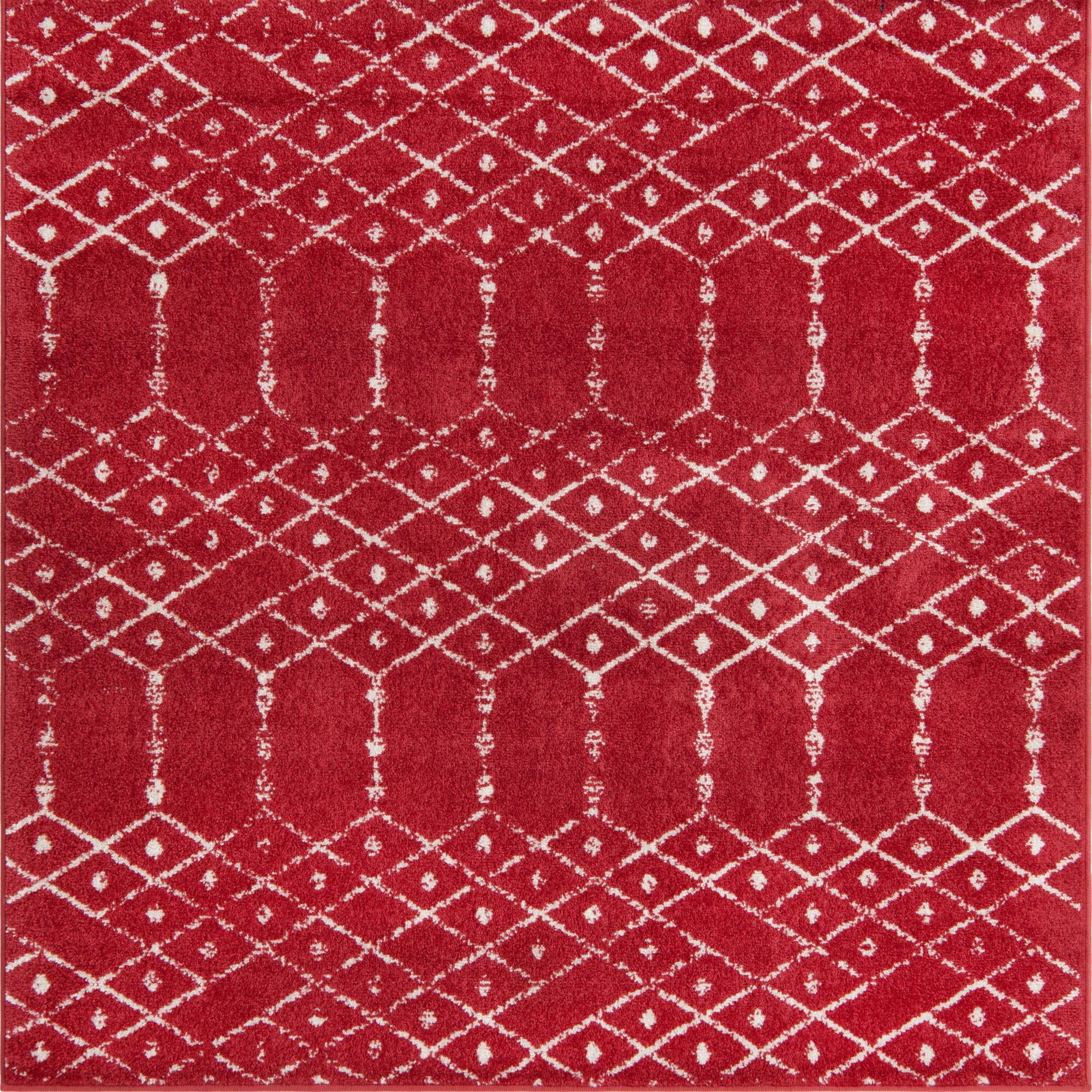 Rugs.com Paxon Trellis Collection Rug – 4 Ft Square Raspberry Pink ...