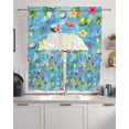 Blue Flamingos Kitchen Curtains Set for Windows 3 Piece Cafe Curtains ...
