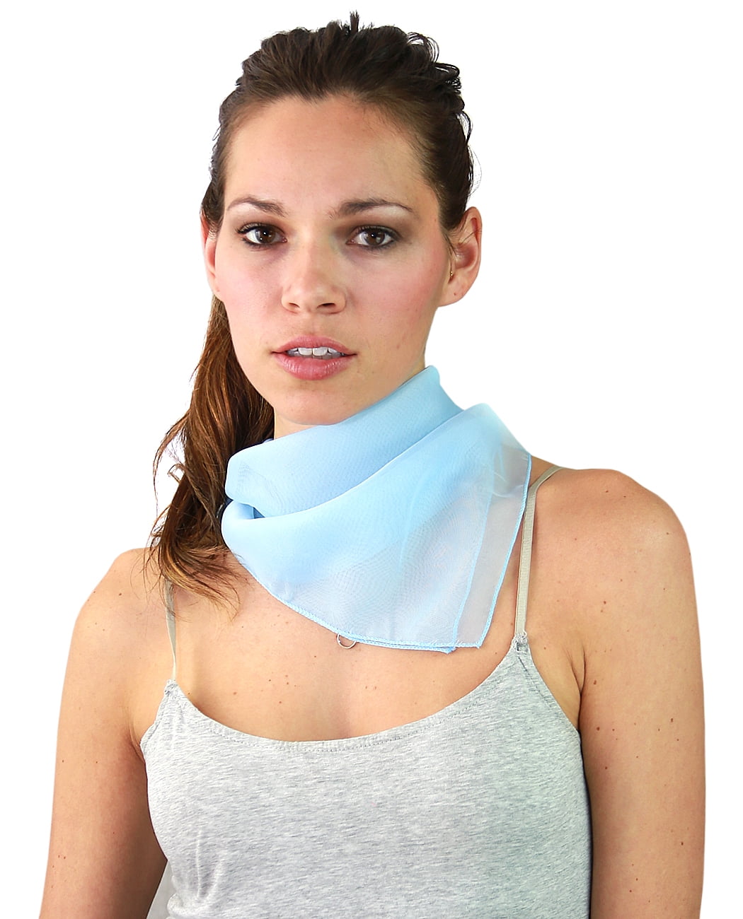 NYFASHION101 Women's Versatile Solid Sheer Chiffon Neckerchief Scarf ...