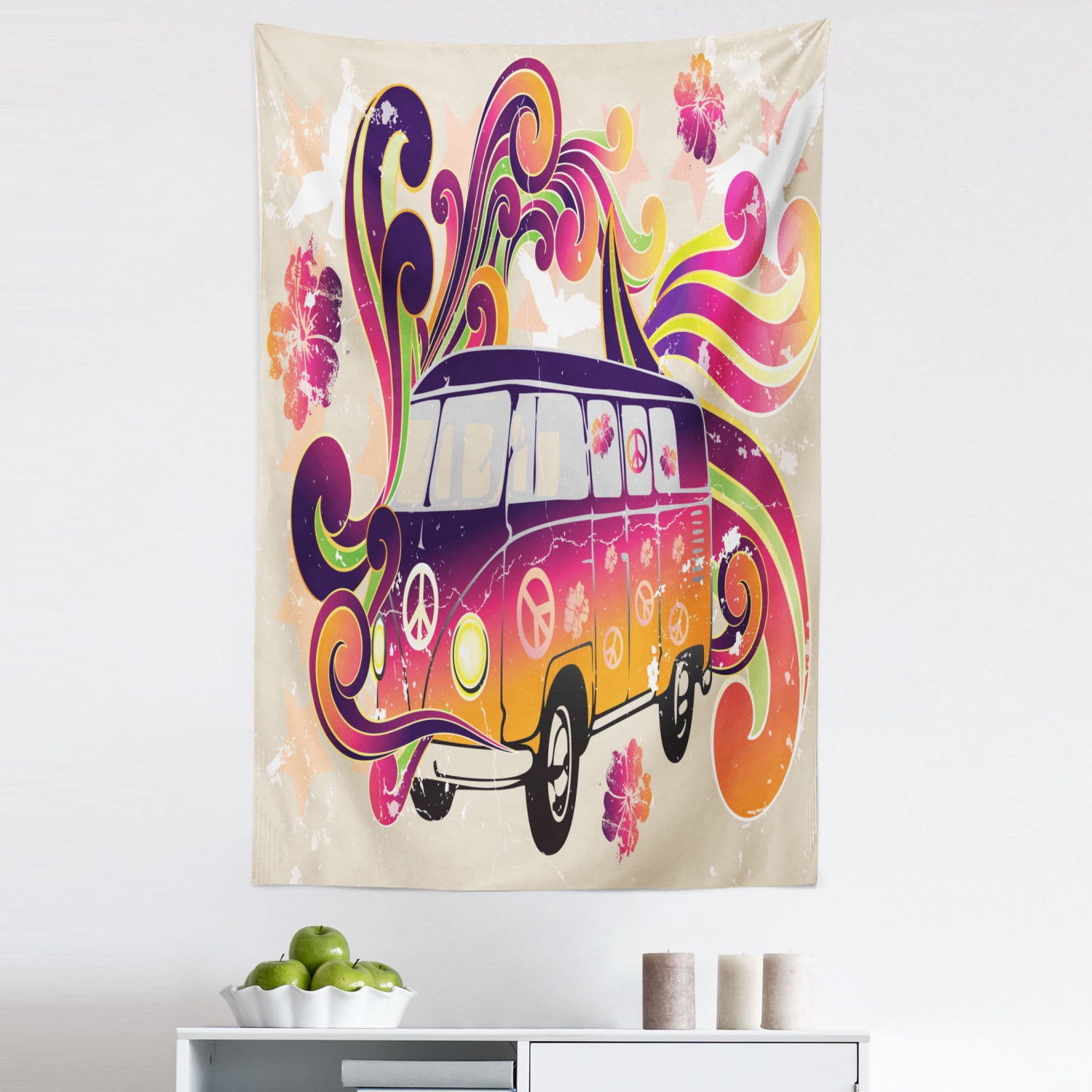 Boho Tapestry, Peace Van Funny Minivan Explorer Caravan Paisley ...