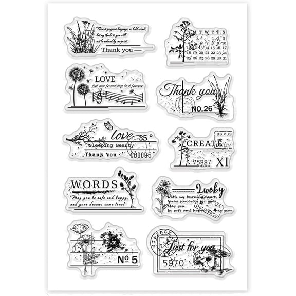 LELE LIFE 6 Sheets Vintage Clear Stamps, Retro Rubber Stamps ...