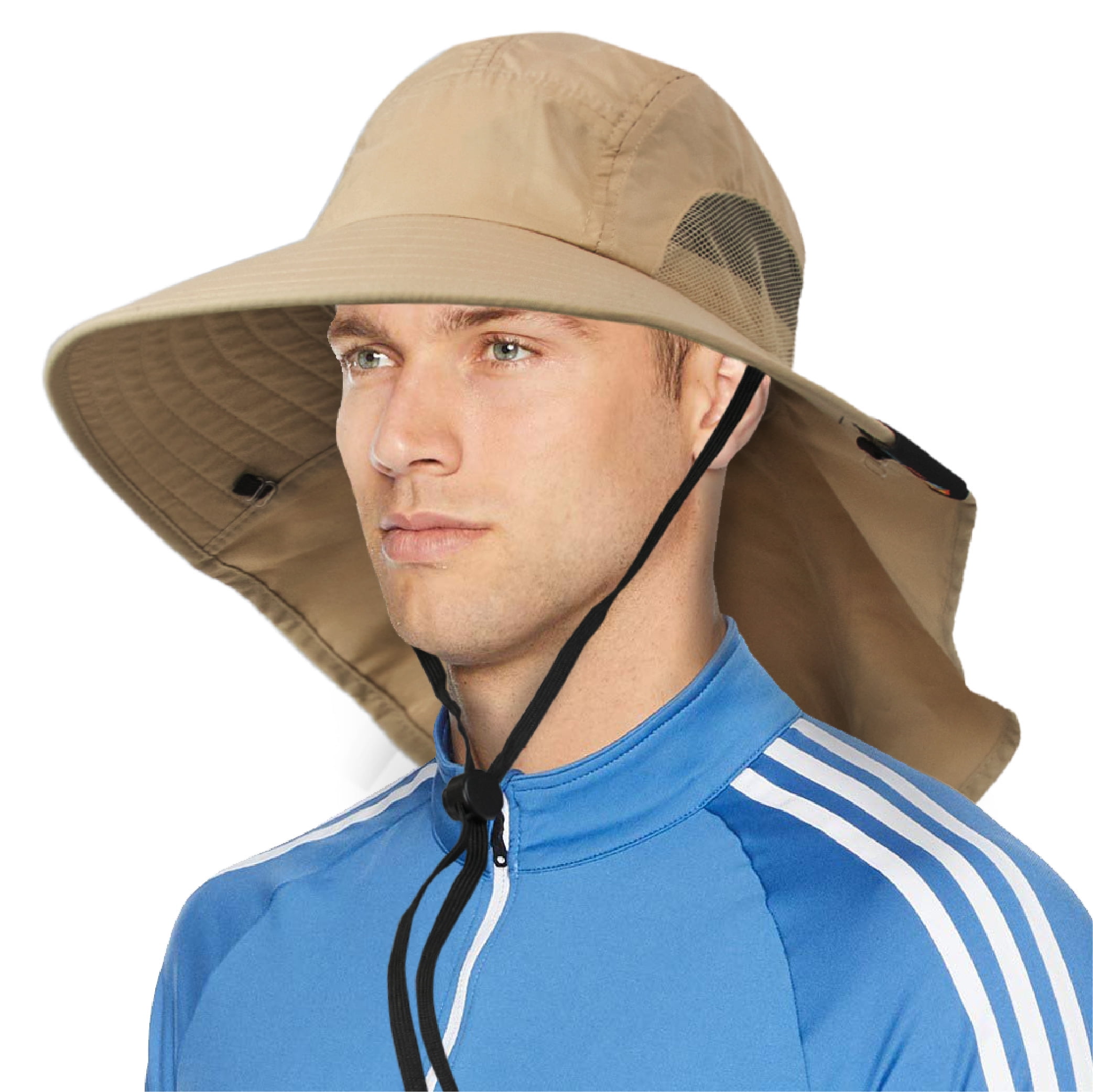SUN CUBE Wide Brim Sun Hat with Neck Flap, Fishing Hiking for Men Women ...