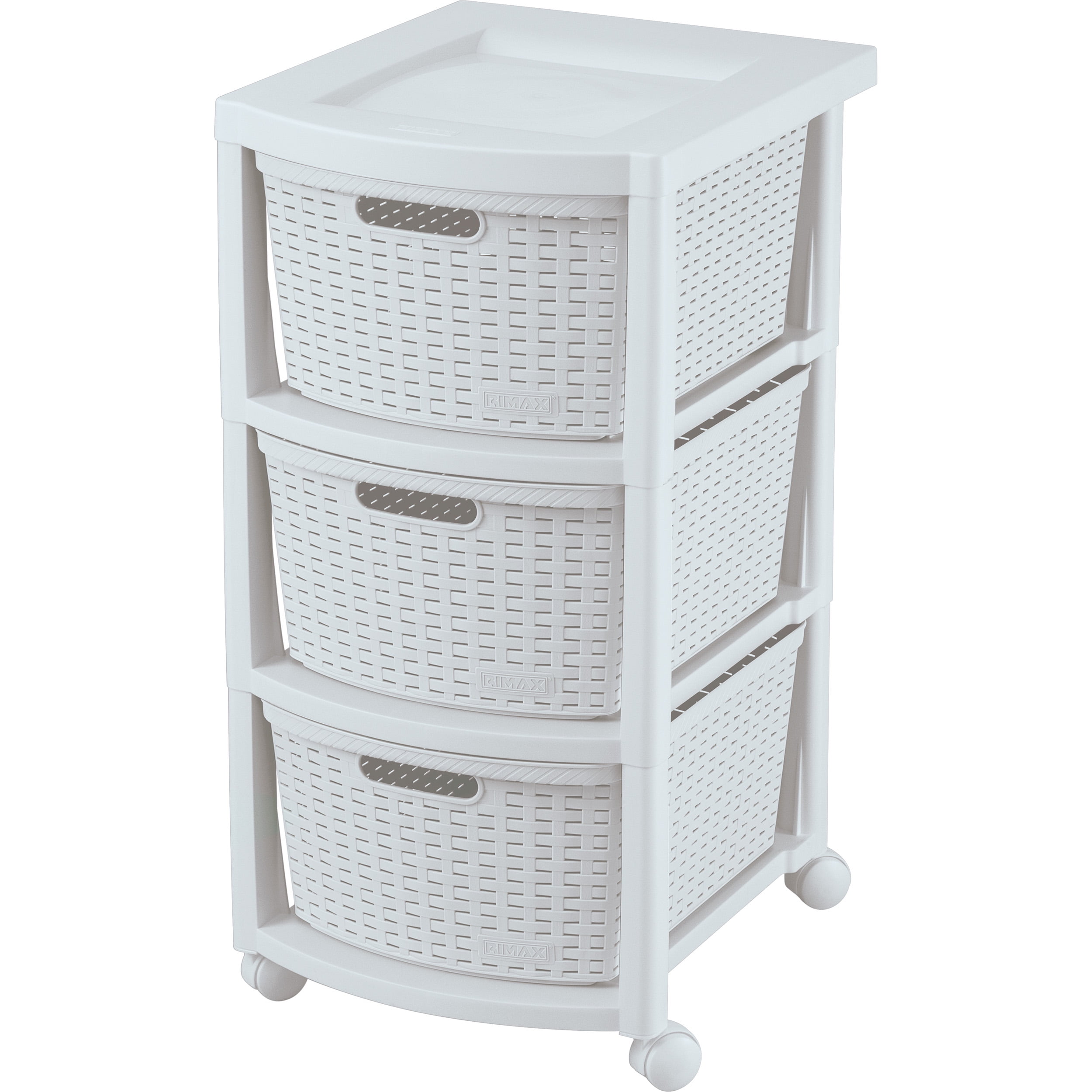 Rimax All-purpose Plastic Resin 3-Drawer Rolling Storage Cart, White ...