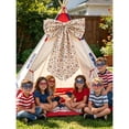 Hanging Patriotic Bow, Cream White Background with Star and Firework ...