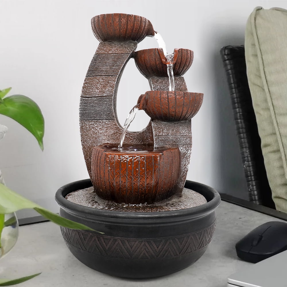 Willwolf 16.1''H Relaxation Desktop Waterfall Fountain Decor Portable ...