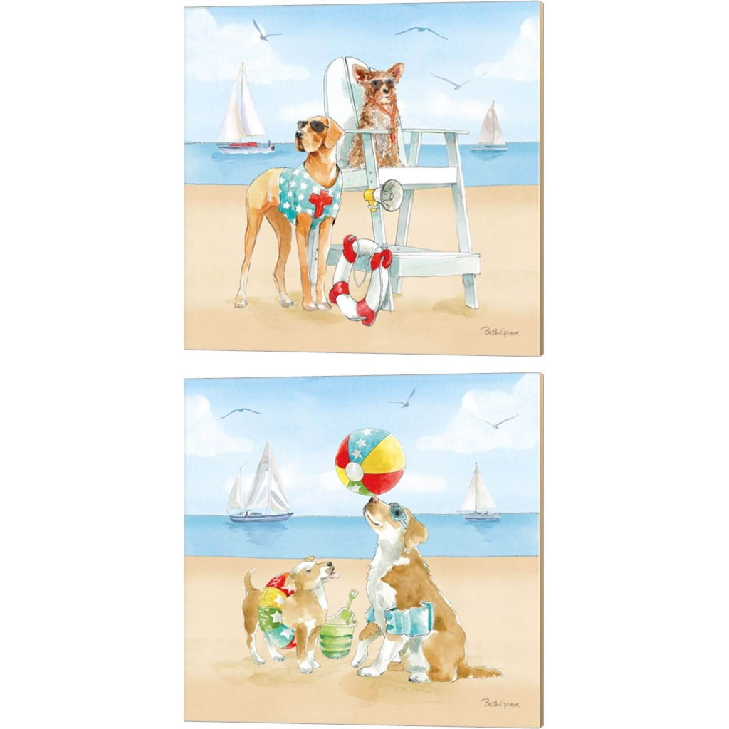 Great Art Now Summer Fun at the Beach by Beth Grove 2 Piece Canvas Art ...