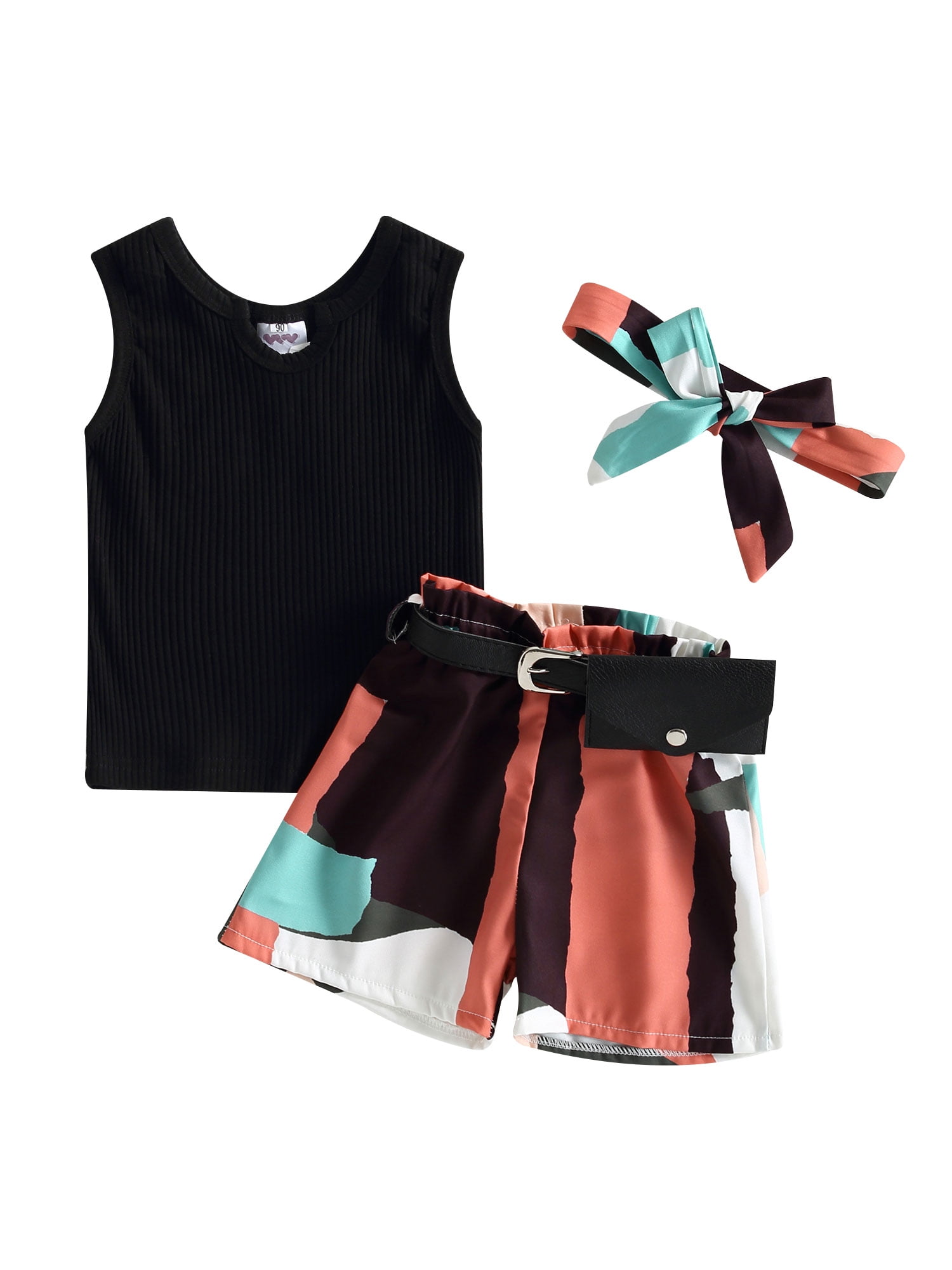 Arvbitana 9M 12M 24M 3T 4T 5T Toddler Girls Shorts Set Sleeveless Tank Top with Contrast Color ...