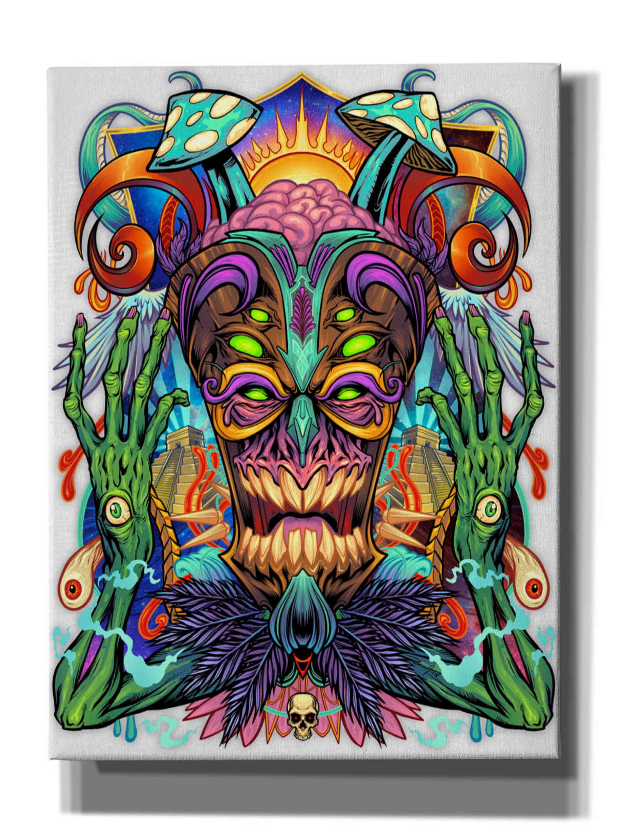 Epic Graffiti 'Psychedelic Tiki Creature' by Flyland Designs, Canvas ...
