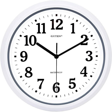 Guten Indoor Outdoor Clock Waterproof, Silent Non Ticking 12 Inch ...