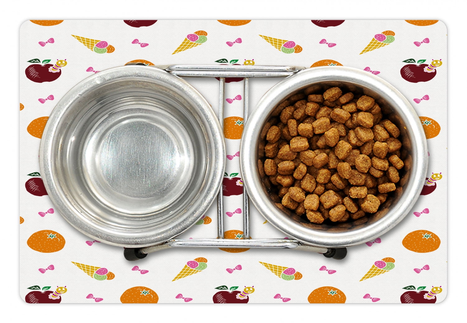 Cartoon Pet Mat for Food and Water, Doodle Style Illustration of Ice ...