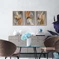 Natural Framed Canvas Wall Art - 3 Piece Abstract Leaves Prints for ...