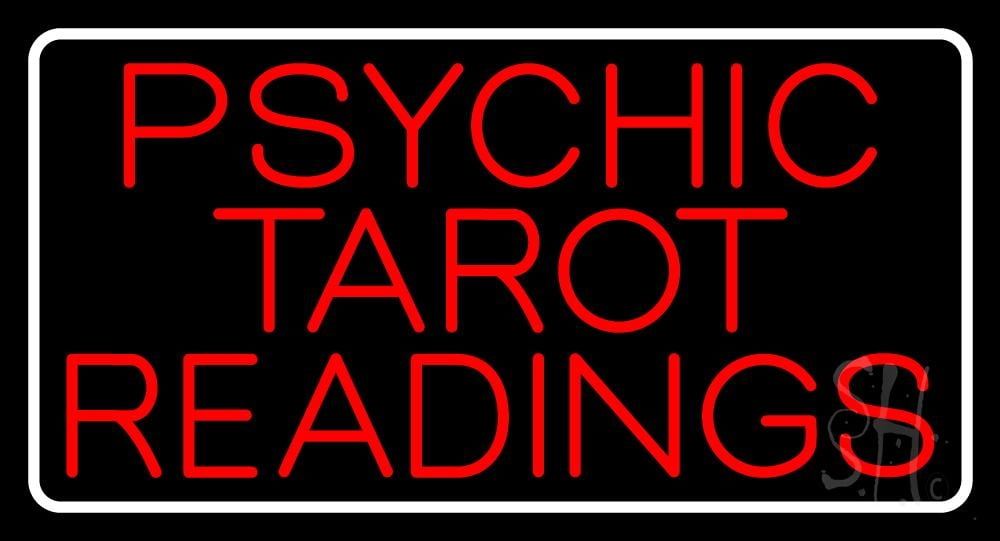 Red Psychic Tarot Readings Block With Border LED Neon Sign 13" Tall x ...