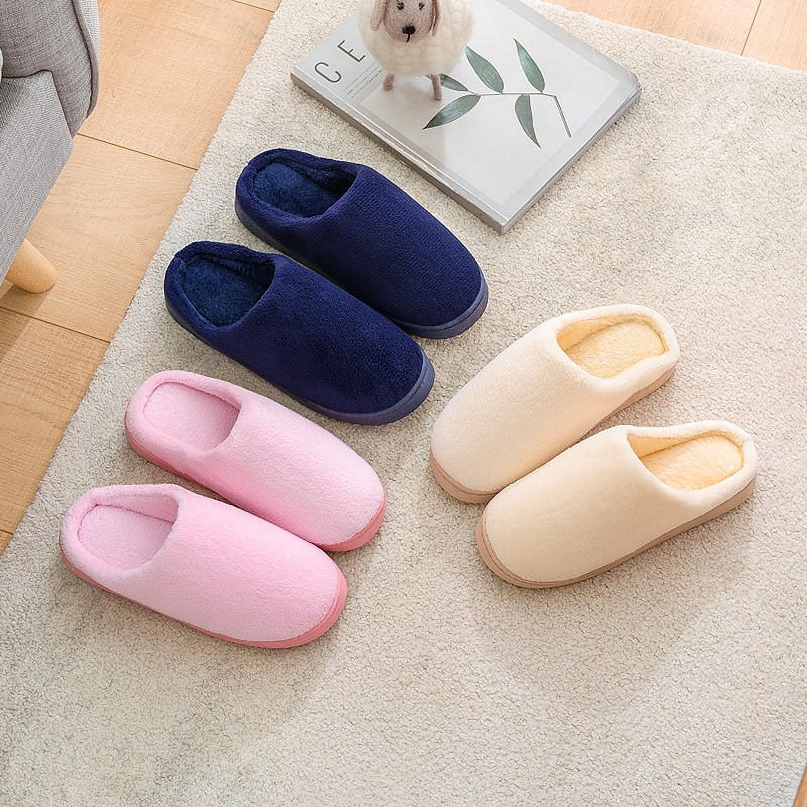 Click here for Generic Winter Slippers Solid Color Coral Fleece C... prices